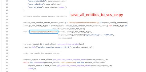 examples save all entities to vcs ce py how to test type single entity in rest client save