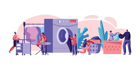 Male And Female Characters In Laundry 74784487 Vector Art At Vecteezy