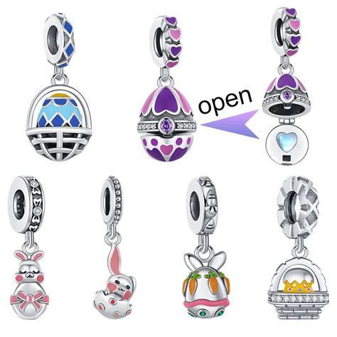 Подвеска из серебра 925 пробы с пасхальным яйцом можно открыть подвески в виде кролика бусины