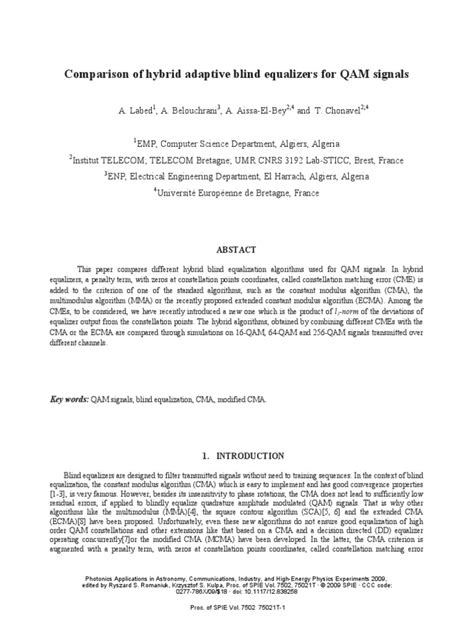 Pdf Comparison Of Hybrid Adaptive Blind Equalizers For Qam Signals