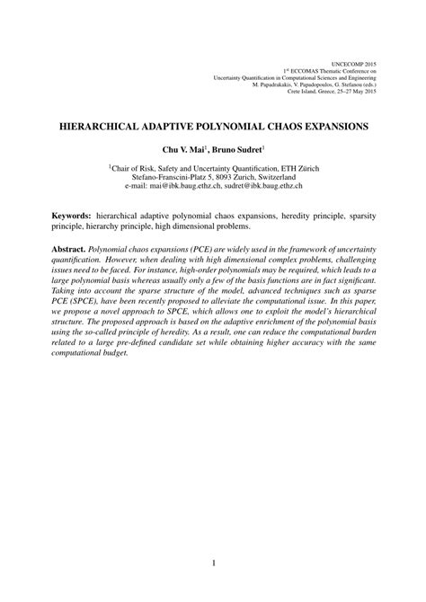 Pdf Hierarchical Adaptive Polynomial Chaos Expansions
