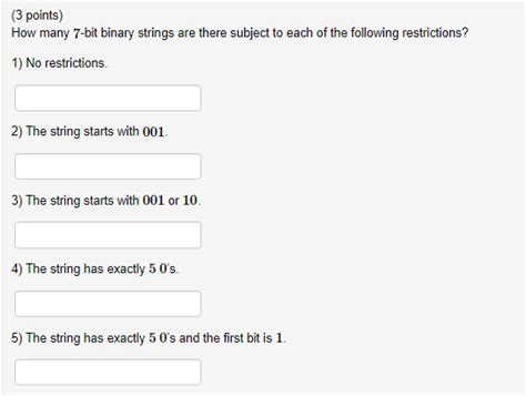 solved 3 points how many 7 bit binary strings are there