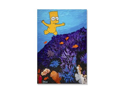 Bart Simpson Swimming In The Ocean Original Acrylic Pop Art Painting