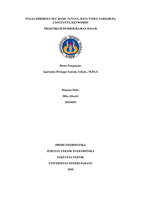 tugas ppd js 6 dika alkadri tugas jobsheet 05 c basic syntax data