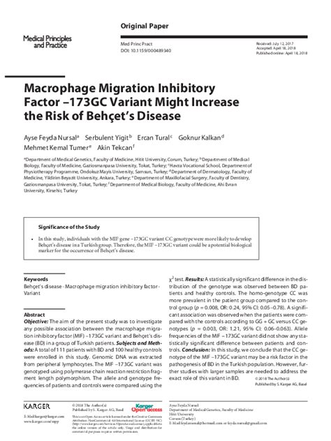 pdf macrophage migration inhibitory factor 173gc variant might
