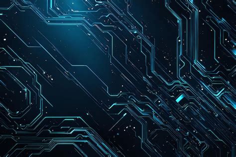 Glowing Blue Circuit Board With Glowing Nodes And Lines On Dark Background Premium Ai