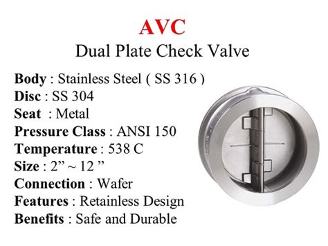 Ss 316 Dual Plated Silent Check Valve Avc Retainless Stem Design
