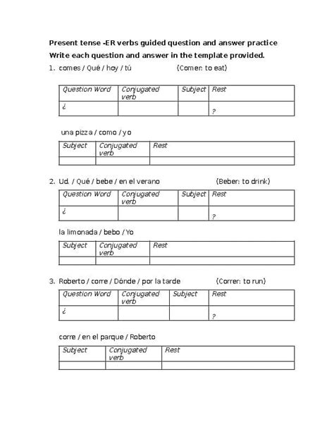 Present Tense Er Verbs Guided Question And Answer Practice By Kunal Patel