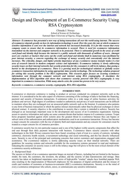 Design And Development Of An E Commerce Security Using Rsa Cryptosystem Pdf Internet Computing