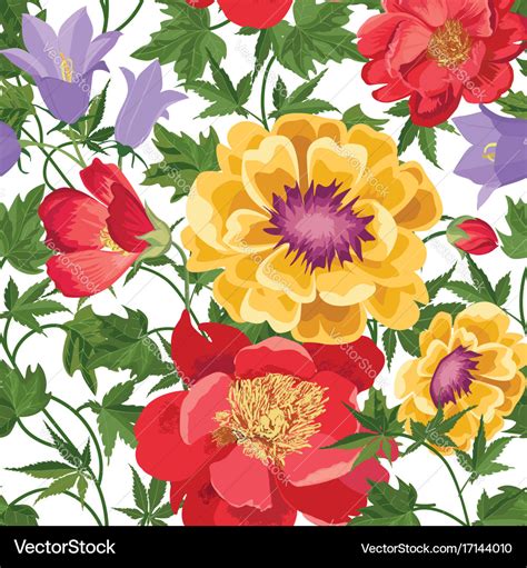 Floral Seamless Pattern Flower Background Vector Image