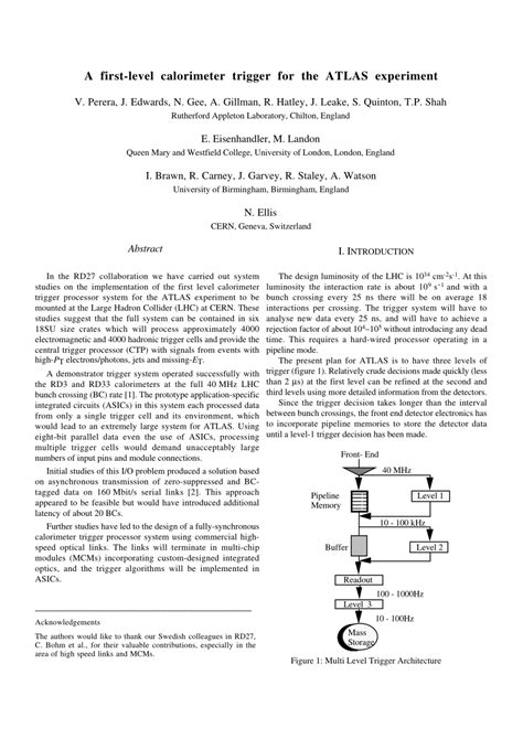 Pdf First Level Calorimeter Trigger For The Atlas Experiment