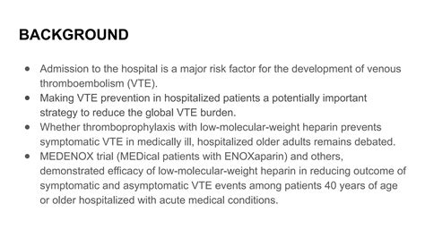 Enoxaparin Vs Placebo In Prevention Of Dvt Pptx
