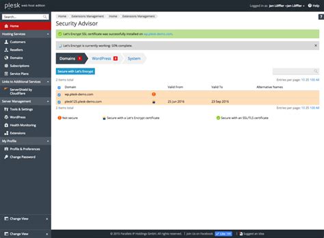Plesk Security Advisor Extension