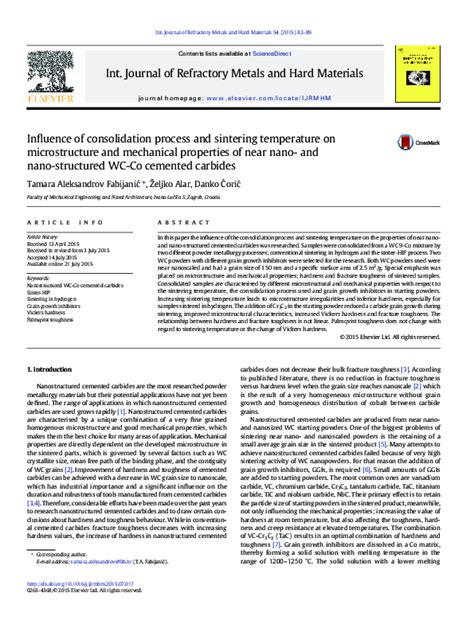 Pdf Influence Of Consolidation Process And Sintering Temperature On Microstructure And