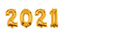 호일 골든 크리스마스 2021 흰색 배경에 고립 된 숫자의 형태로 풍선 새해 복 많은 2021 플랫 레이 상단 보기 배너텍스트 공간을 복사 12월에 대한 스톡 사진 및 기타