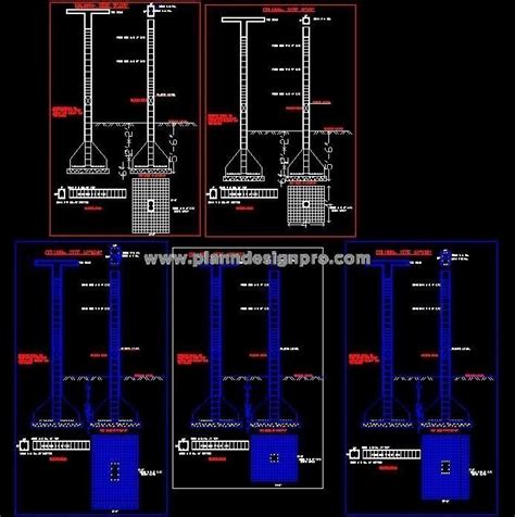 Column Section Cad With Foundation And Rcc Detail