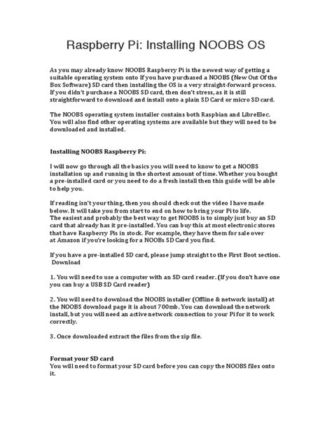 Raspberry Pi Installing Noobs Os Pdf Raspberry Pi Software Engineering