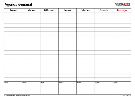 Plantilla De Planificador Semanal Plantilla De Calendario Semanal