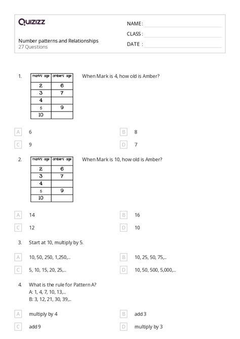 50 Number Patterns Worksheets For 6th Grade On Quizizz Free And Printable