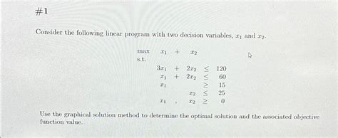 solved 1consider the following linear program with two