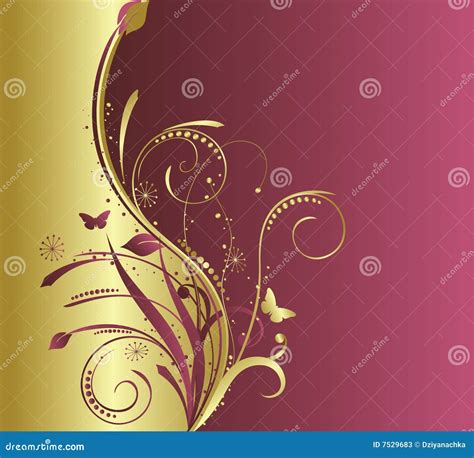 Floral Gold And Red Background Stock Vector Illustration Of Gold Abstract 7529683