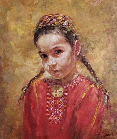 Сурай Акмурадова Портрет девочки в красном холст масло 60x50 см 2021 год ЖИВОПИСЬ БЕЗ