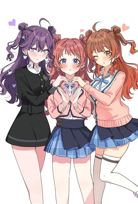 Hanami Ume Hanami Saki And Kaya Rinha Idolmaster And 1 More Drawn