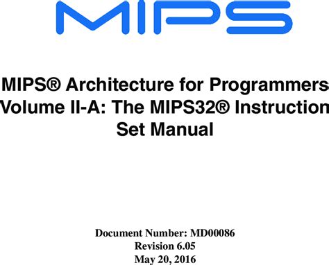 mips64 architecture volume ii the instruction set md00086 mips® for programmers ii a the mips32