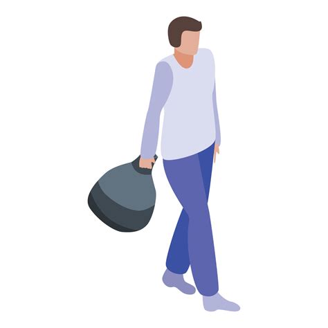 Man With Garbage Bag Icon Isometric Style 15845308 Vector Art At Vecteezy