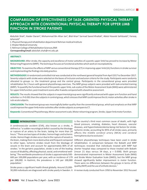 Pdf Comparison Of Effectiveness Of Task Oriented Physical Therapy
