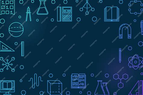 Premium Vector Stem Learning Blue Creative Horizontal Frame Vector Illustration