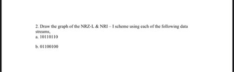 solved 2 draw the graph of the nrz l and nri i scheme using