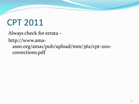 Ppt 2011 Cpt Coding Updates Powerpoint Presentation Free Download