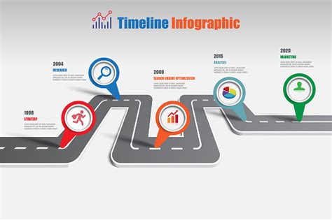 포인터가 있는 비즈니스 로드맵 타임라인 인포그래픽 템플릿 벡터 일러스트레이션 0명에 대한 스톡 벡터 아트 및 기타 이미지 0명 개념 거리 Istock