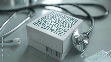 A Medium Sized 2d Matrix Code Adorns A Rectangular White Box