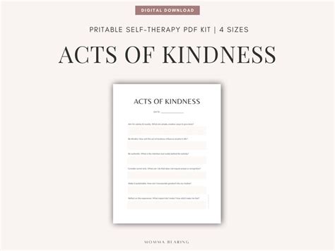 Printable Gratitude Journal Workbook Self Love Planner Kindness Challenge Log Mental Health