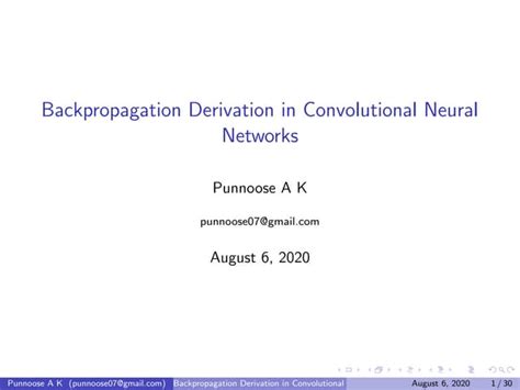 Convolutional Neural Network Backpropagation Derivation Ppt