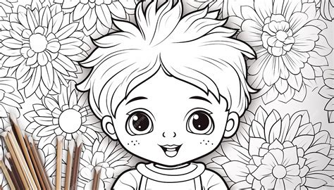 백서에 어린이 벡터 일러스트레이션을 위한 간단한 윤곽선이 있는 빈 색칠 페이지 프리미엄 사진