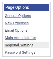 General Options Regional Settings Assure Expenses