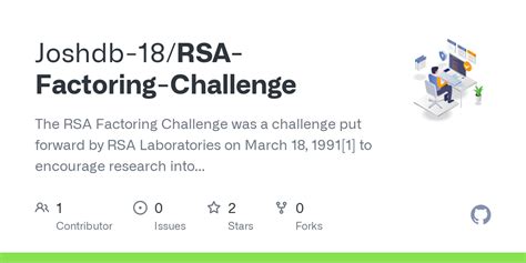Github Joshdb 18 Rsa Factoring Challenge The Rsa Factoring Challenge