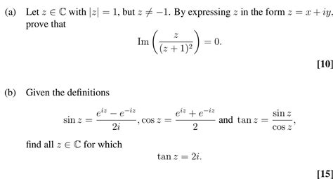 Solved A Let Z E C With Z 1 But Z 1 By Expressing Chegg Com