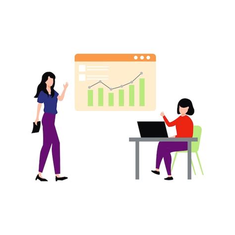 Premium Vector Girls Discussing Graph On Web Page