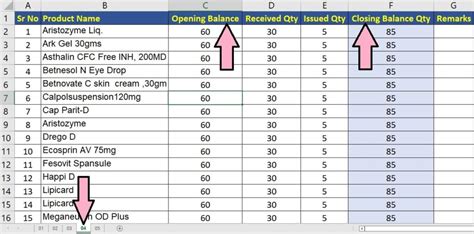 Stock Management In Excel Use Closing Stock As Opening Stock