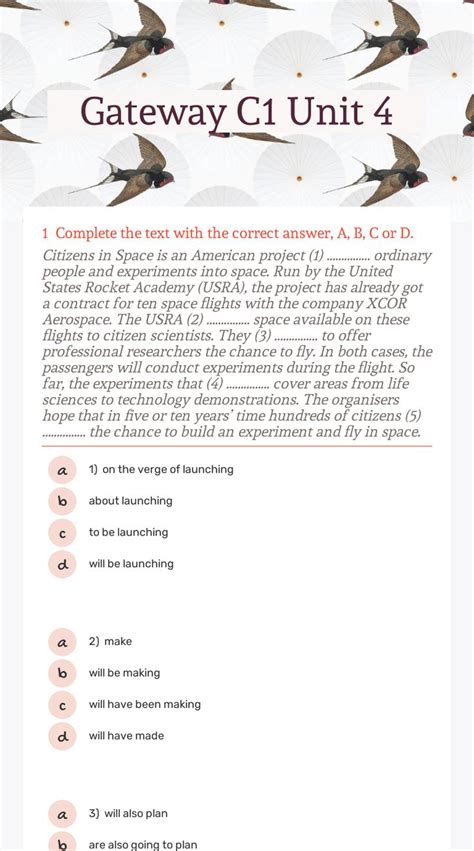 Gateway C1 Unit 4 Interactive Worksheet
