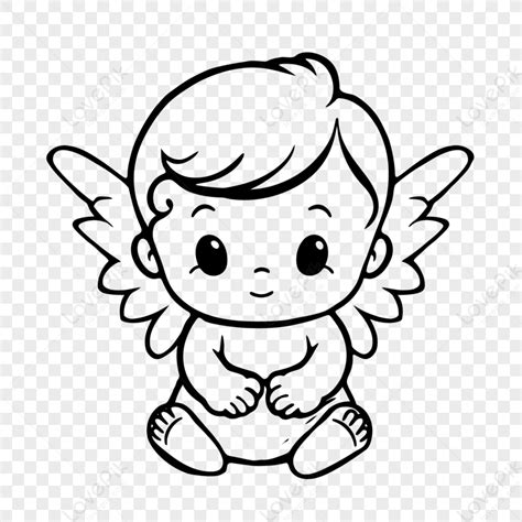 귀여운 아기 천사 개요 스케치 드로잉의 흑백 색칠 이미지 벡터만화라인 아트 Png 일러스트 무료 다운로드 Lovepik
