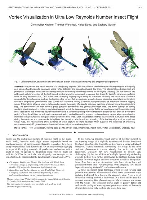 Pdf Vortex Visualization In Ultra Low Reynolds Number Insect Flight