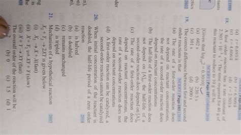 The Correct Difference Between First And Second Order Reactions Is That N