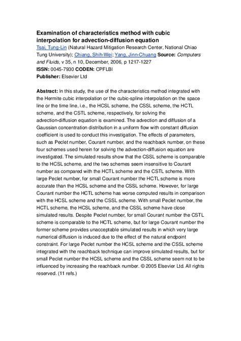 Pdf Examination Of Characteristics Method With Cubic Interpolation