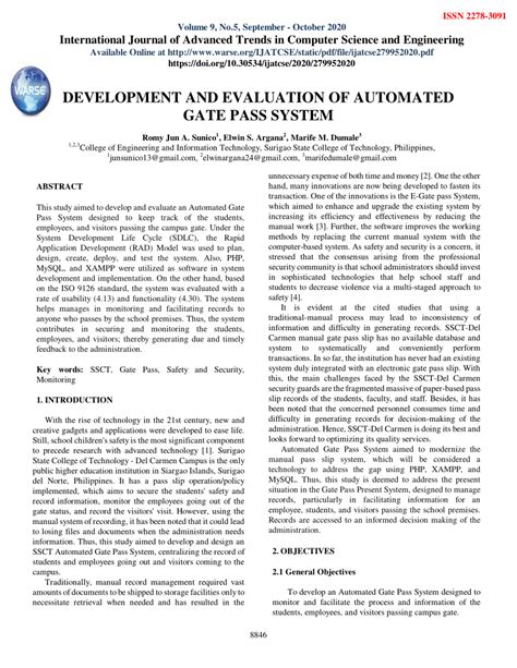 Pdf Development And Evaluation Of Automated Gate Pass System