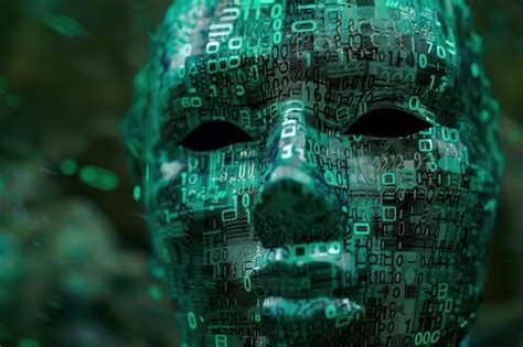 premium photo abstract binary hacker mask a digital disguise in green